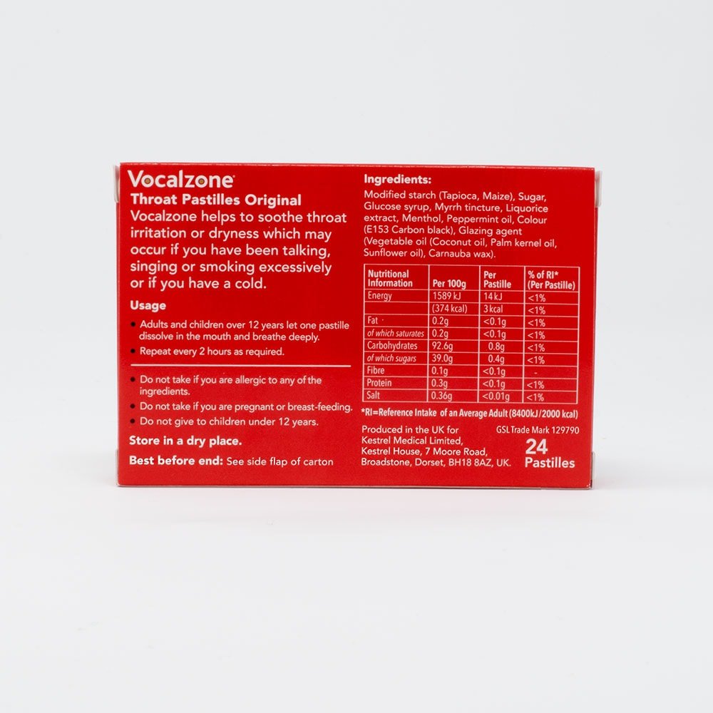 Vocalzone Throat Pastilles – Original Formula for Soothing Throat Reli ...